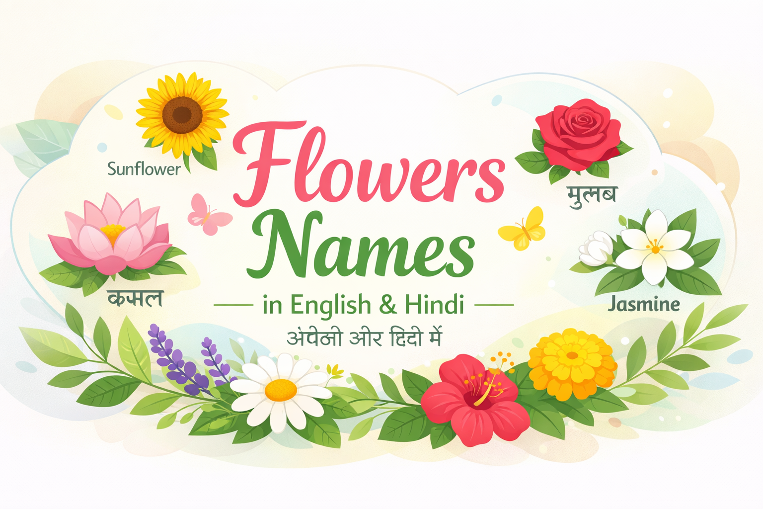 Flowers Names in English and Hindi with Photos for Students