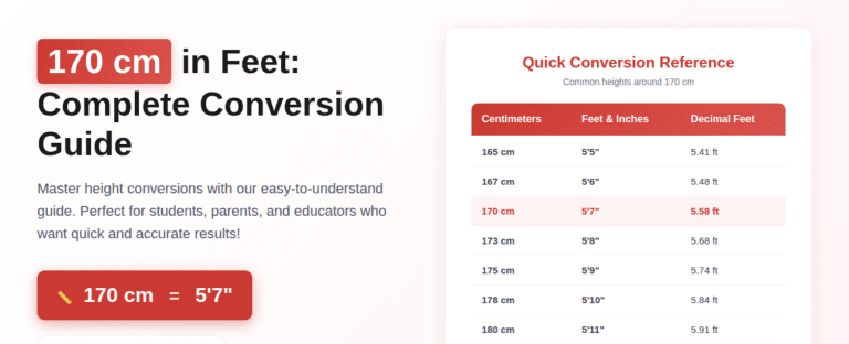 170 cm in Feet - Easy Height Conversion Guide - Shiksha Nation