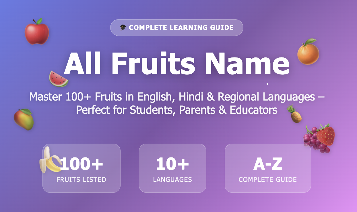 100+ Fruits Name List in English & Hindi (2026)