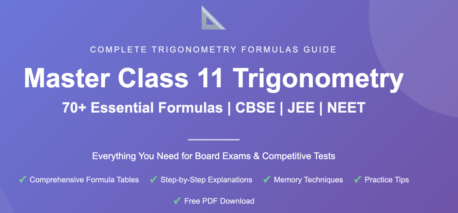 Trigonometry Formulas Class 11: Score 100% in Boards & JEE
