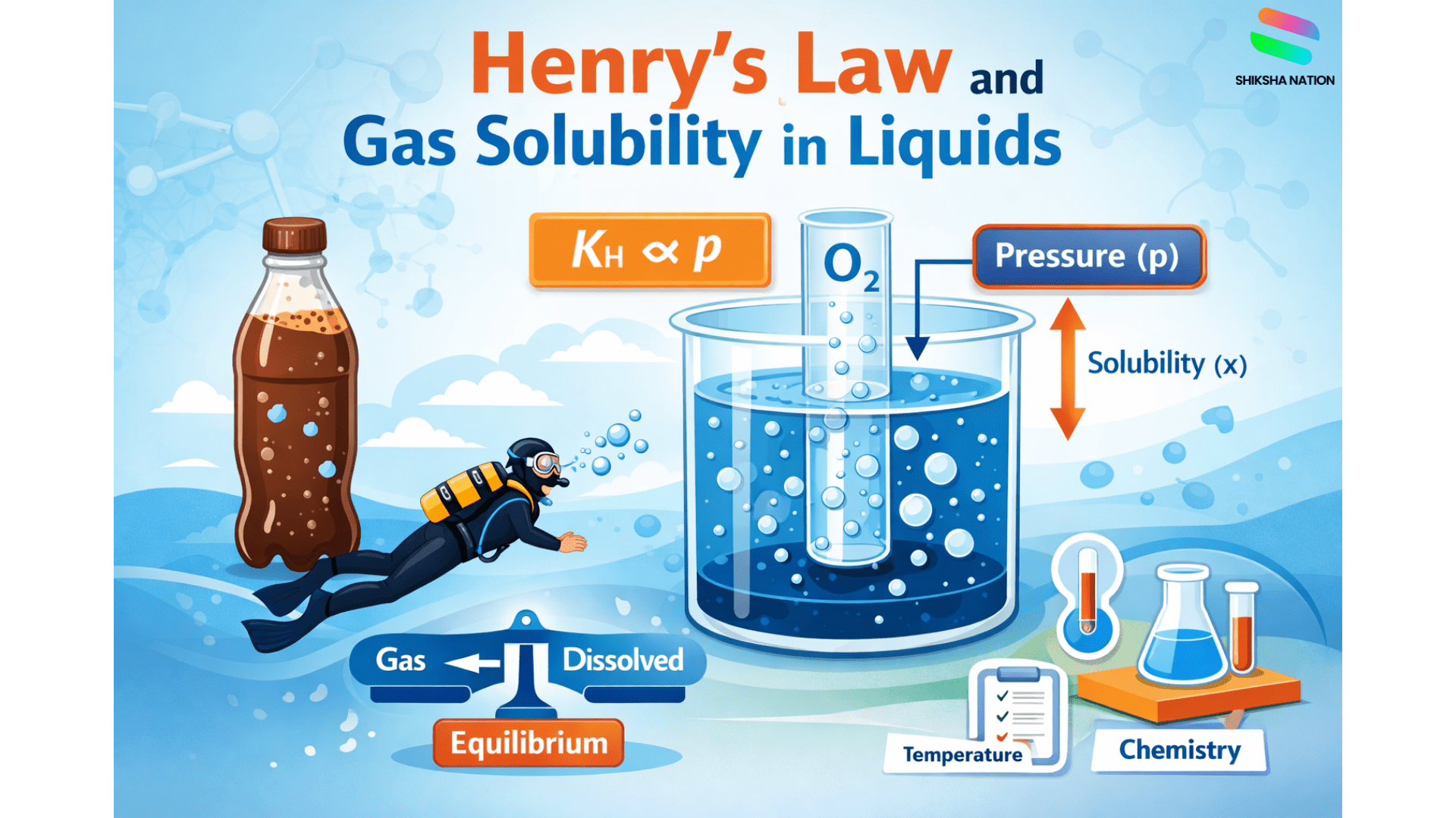 Henry’s Law: Solubility of Gases in Liquids (Class 11)